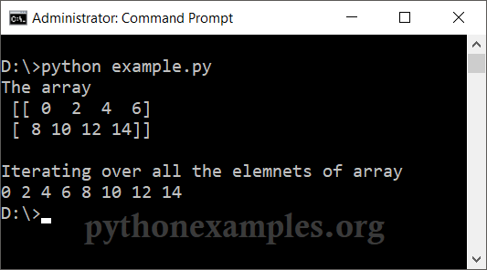 Python NumPy Array Iterate Over All Elements Python Examples